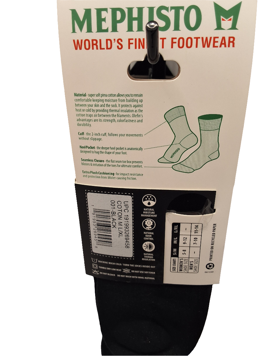Mens Mephisto Coton Sock - Black – BLACK + WHITE