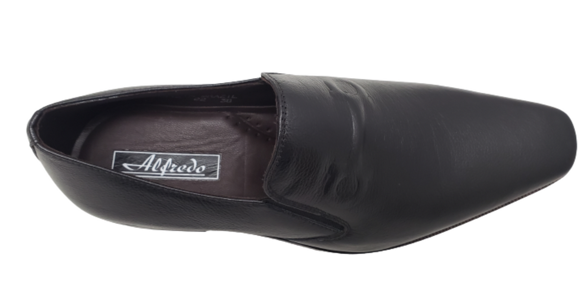 ALFREDO MEN'S BLACK DRESS SLIP ON SHOES WITH LEATHER SOLE 3512 – BLACK ...